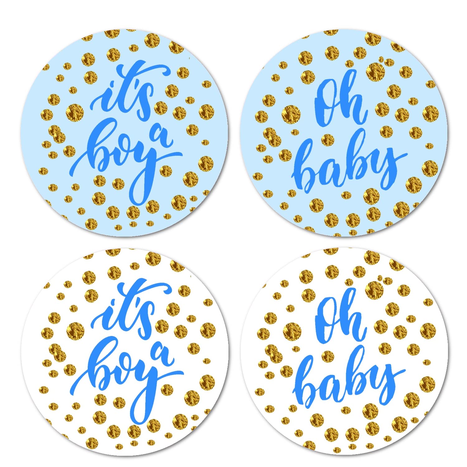 40 Blue Oh Baby It’s a Boy Stickers, 2 Inch Big Round Glossy Labels, Baby Shower, Great for Party Favors, Tags, Games and Supplies. Made in USA