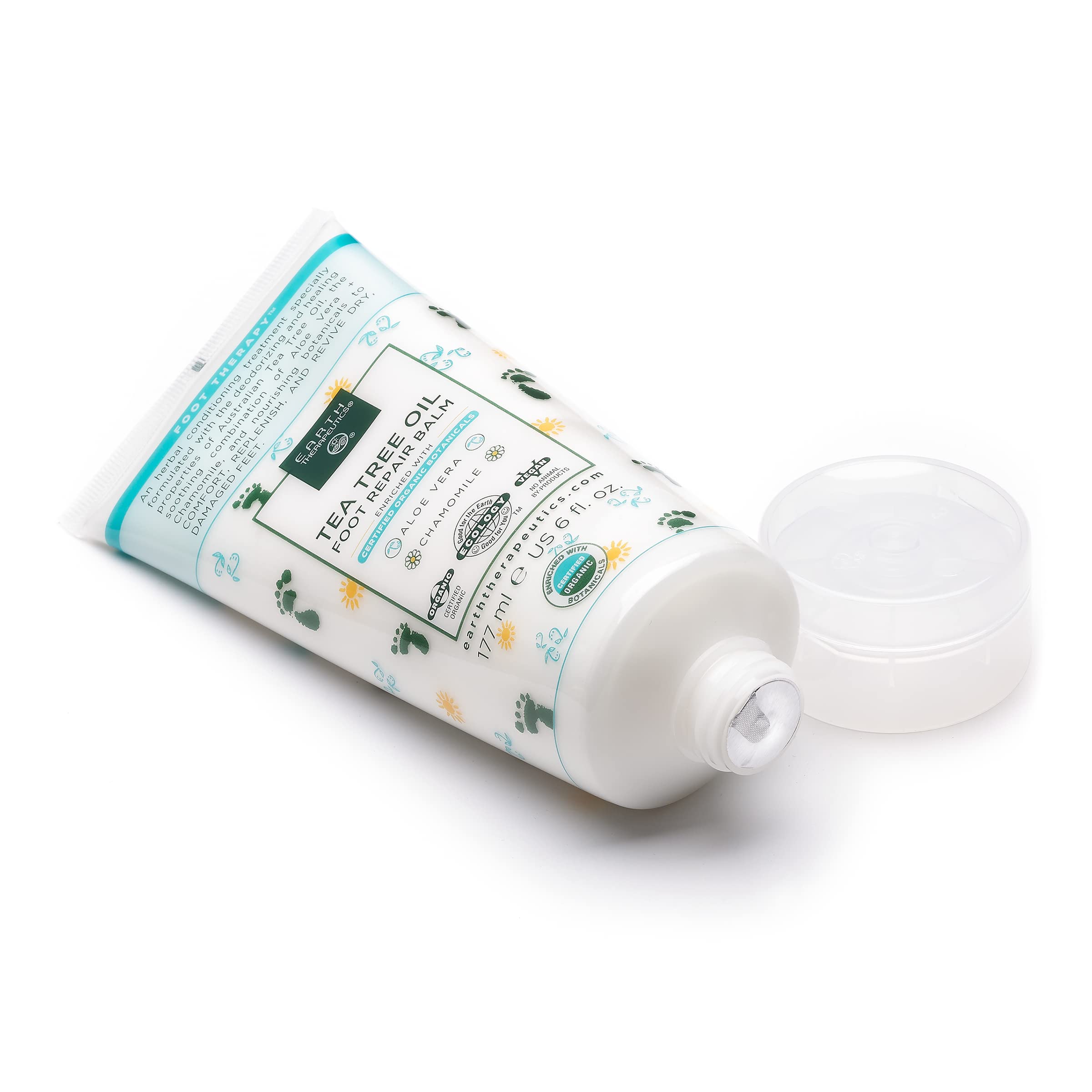 Earth Therapeutics Tea Tree Oil Foot Balm – Australian Tea Tree Oil w/Aloe Vera & Chamomile – Hydrates, Softens & Conditions Dry Cracked Feet, Heel and Calluses – Soothe Irritated Skin – 6 Ounces