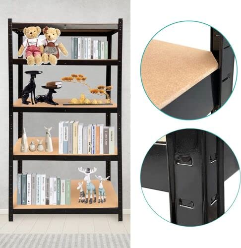 Heavy Duty 5 Tier Garage Shelving Units, Boltless Metal Storage Shelves Shed Utility Rack,175KG Per Shelf,Adjustable Shelving Unit Shed Warehouse Workshop Office Storage Shelves,Multipurpose Shelf