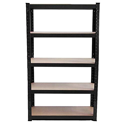 Heavy Duty Storage Shelving Unit 175kg/ 386lbs Loading Capacity Per Shelf, 5-Tier Free Standing Shelving Unit for Kitchen Office Warehouse Garage Room, Black (H150 x W70 x D30 cm)
