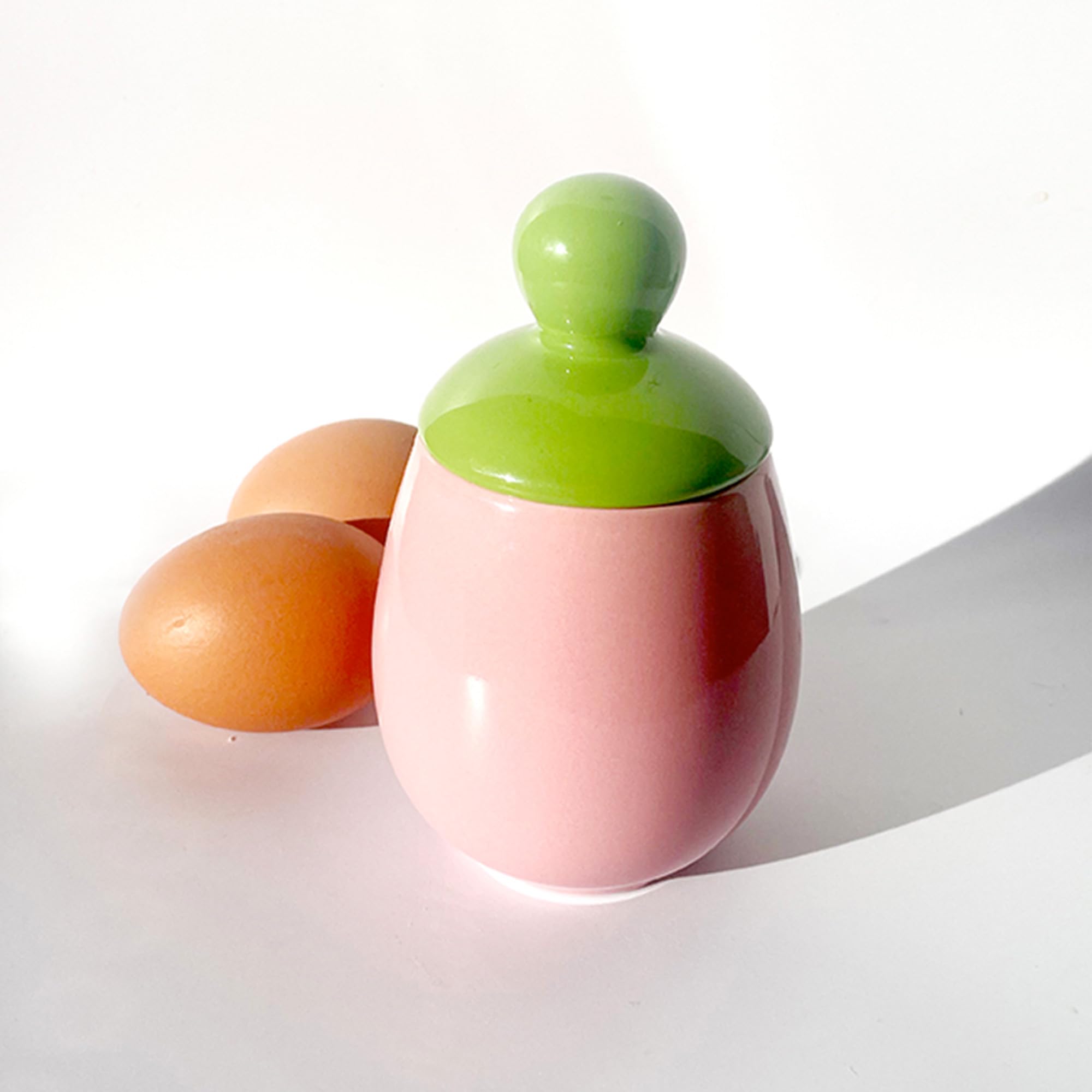 Ăggcøddler AggCoddler - Scandinavian Porcelain Egg Coddler with Simple Lid - Minimalist Design Egg Poacher Cooker for Quick and Easy Breakfast or Elegant Display - Hanna M, Small, Pink