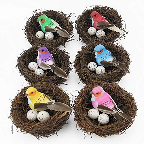 Asekonc 4PCS Easter Birds Nest Decorating, Rattan Nest for Crafts Home Party Decor Party, Wedding Patio Garden Succulent Planter Moss Landscape DIY Terrarium(5.9Inch)