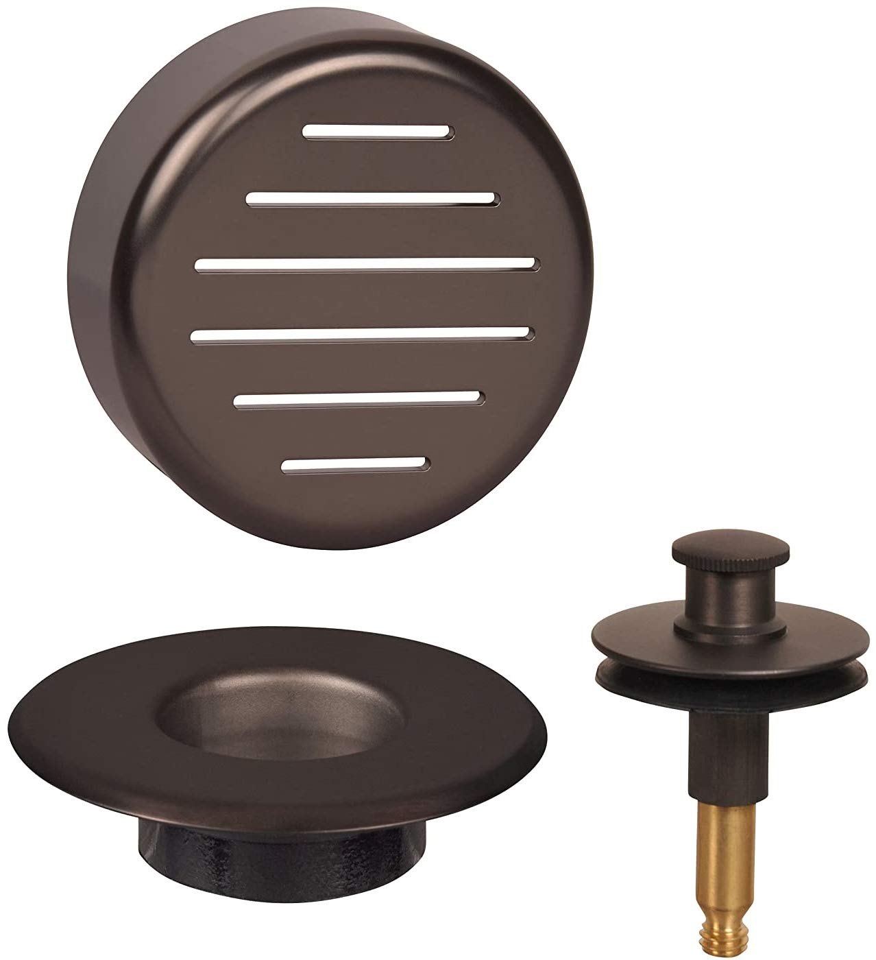AB&A 60108 Tub Drain Trim Kit with Push eN Lift Stopper, Classic High-Capacity Overflow Plate, and Press-in Strainer Cover, Oil Rubbed Bronze