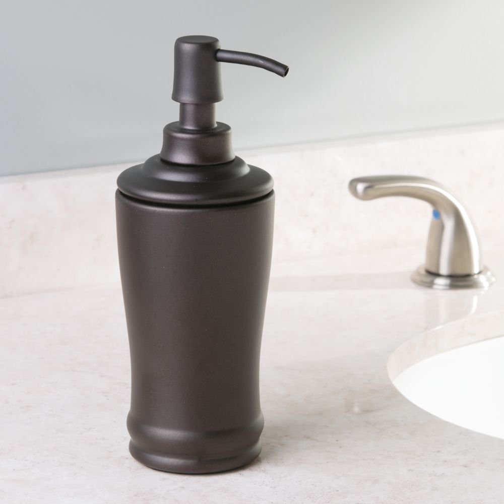 iDesign Metal Tall Liquid Soap Dispenser Pump, The Olivia Collection β 8 Oz., Bronze (Pack of 2)