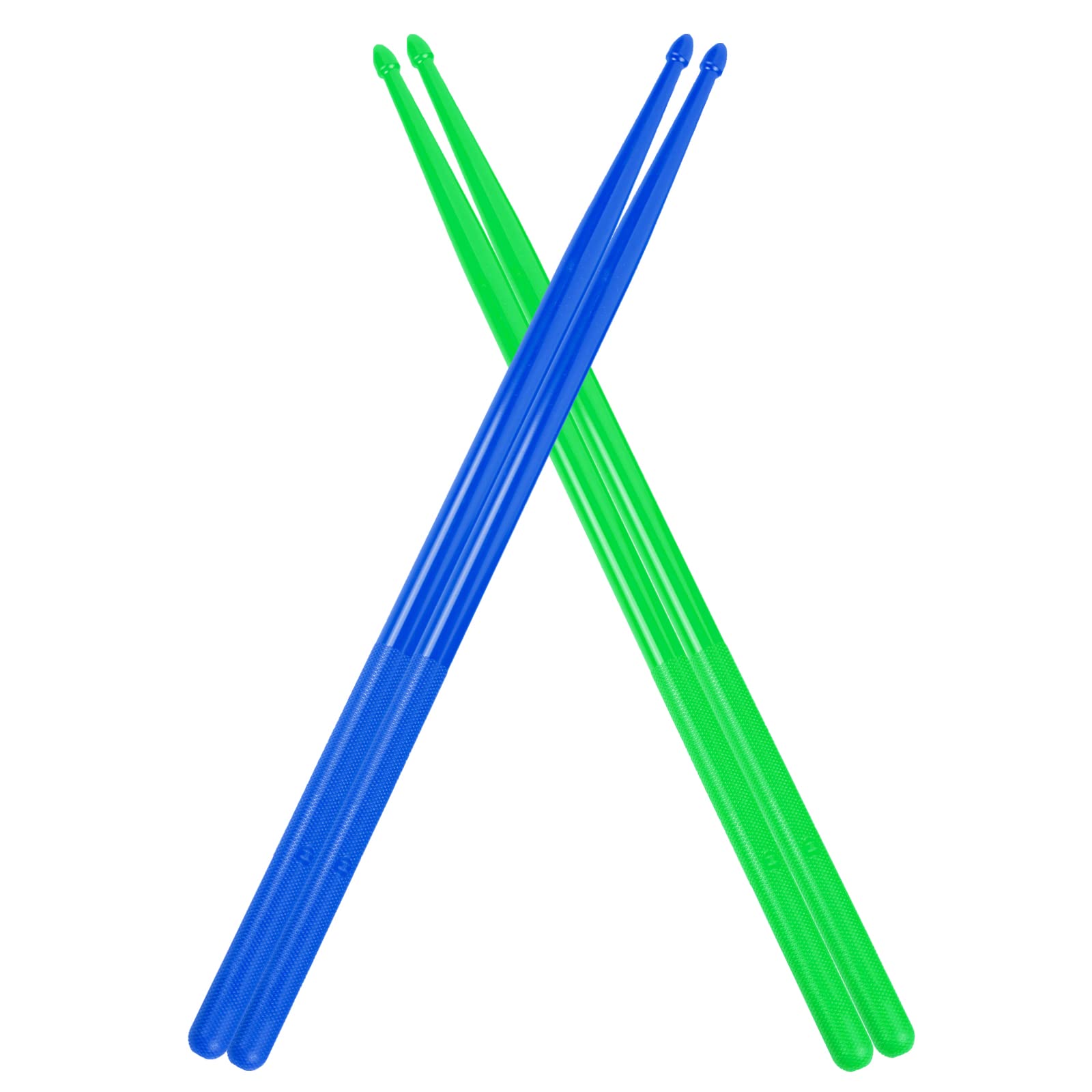 5A Nylon Drumsticks for Kids Adults: Light Durable Drum Sticks Blue Green with Anti-Slip Handles for Electronic Drums Exercise Percussion Accessories (2 Pairs)