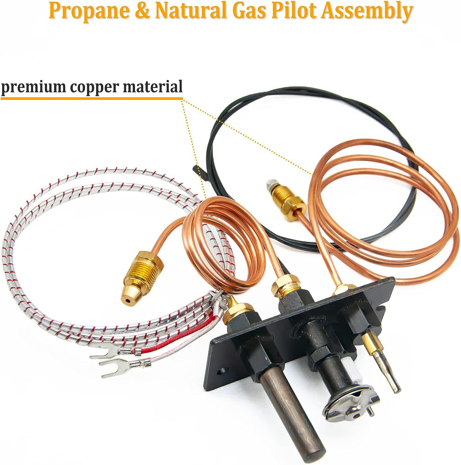 AUGSMIAR 10002265 Propane Gas Pilot Assembly, 10002265 LP 3 Way Pilot Replacement, Fit for Majestic, Temco, Vermont Castings Fireplace and Stoves