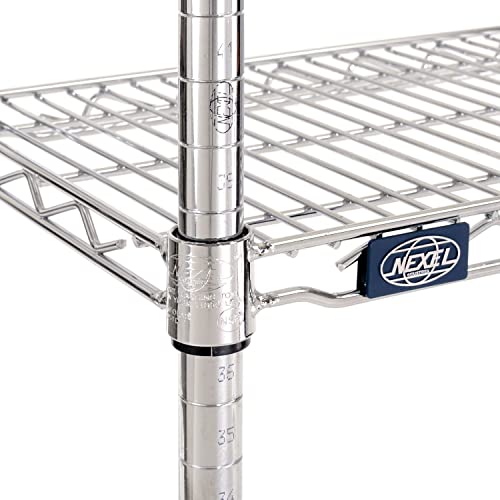 Nexel Adjustable Wire Shelving Unit, 4 Tier, Commercial Dry Storage Rack, 30" x 60" x 74", Chrome