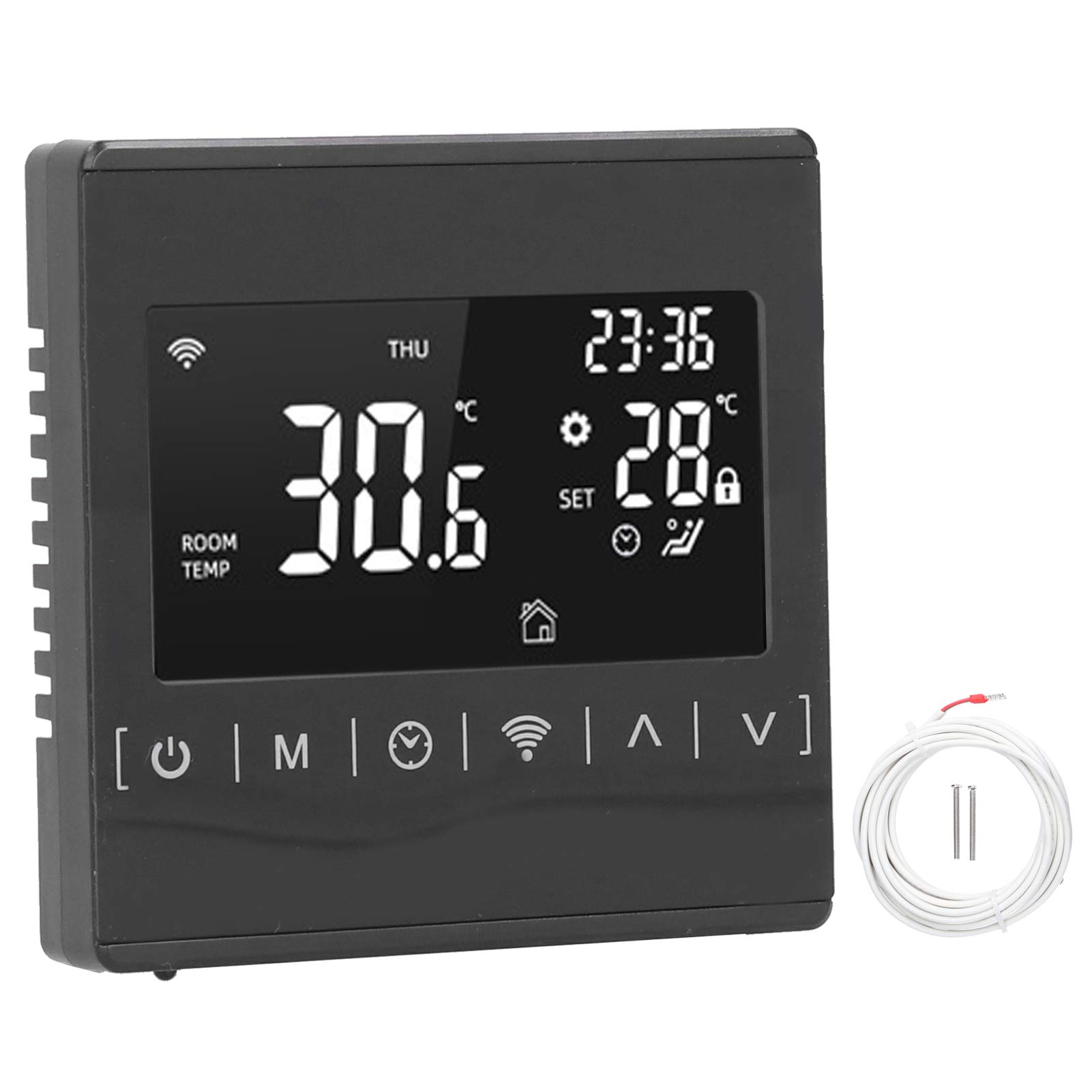 AC 85V~265V WiFi Smart Thermostat,Electric Floor Heating Temperature Controller Digital Touch Screen LCD Display Easy to Read