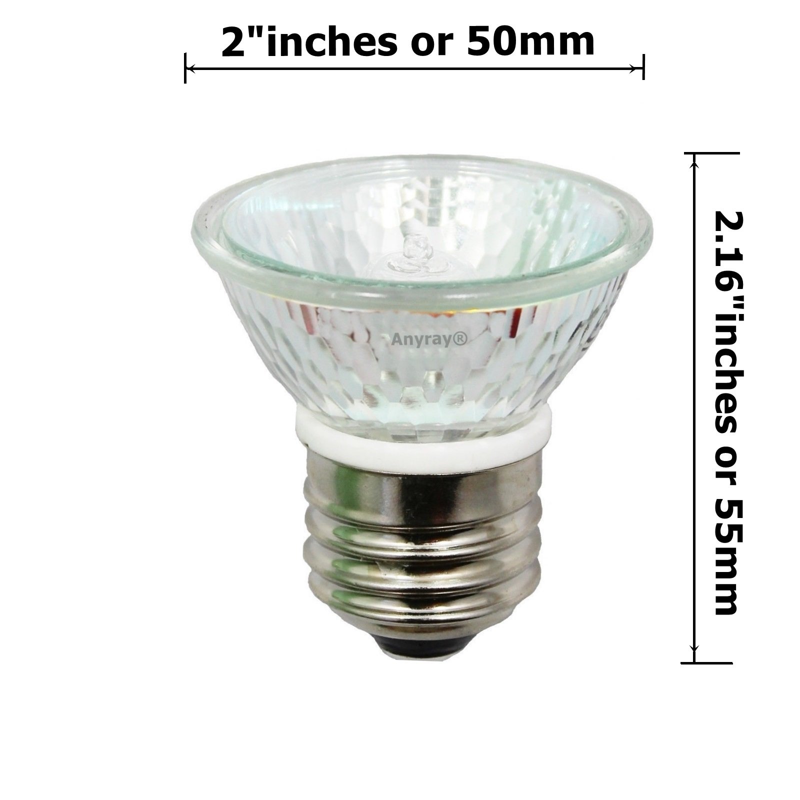 Anyray (4)-Bulbs HR16 120V 35W E27/ E26 MR-16 35 Watt JDR C Halogen Bulb Lamp FMW Flood with Lens A1876Y