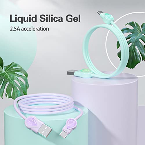BGNTBUK Phone Chargers for Android 2PCS 1m 3A Silicone Data Cable Mobile Phone Color Fast Charging Line Liquid Soft Plastic Flash Charging Cable Test Light