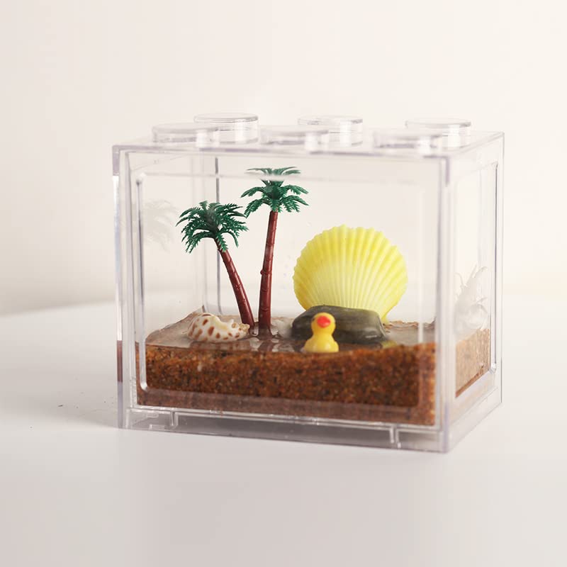 AWXZOM 2pack Small Betta Fish Tank,Small Fish Tank Plastic Fish Bowl Small Goldfish Bowl Small Aquarium beta Fish Tank with Cover (2pack-Small-Clear)