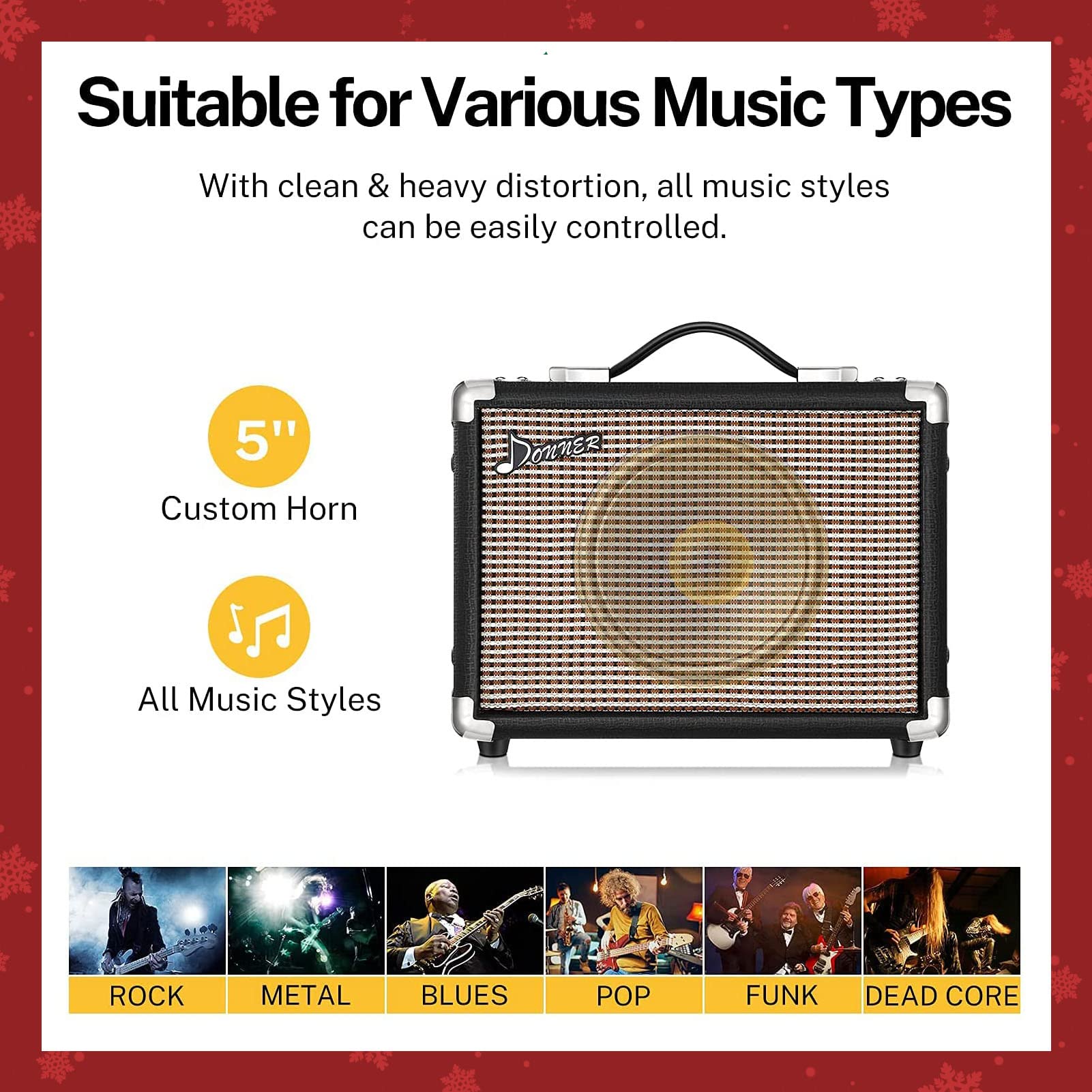 Donner 39 Inch TL Electric Guitar & 10W Guitar Amplifier, Electric Bass Guitar Amp Protable with APP Effector Input for Recording,Acoustic Guitar Combo Practice Amp Protable M-10 with Distortion Tone