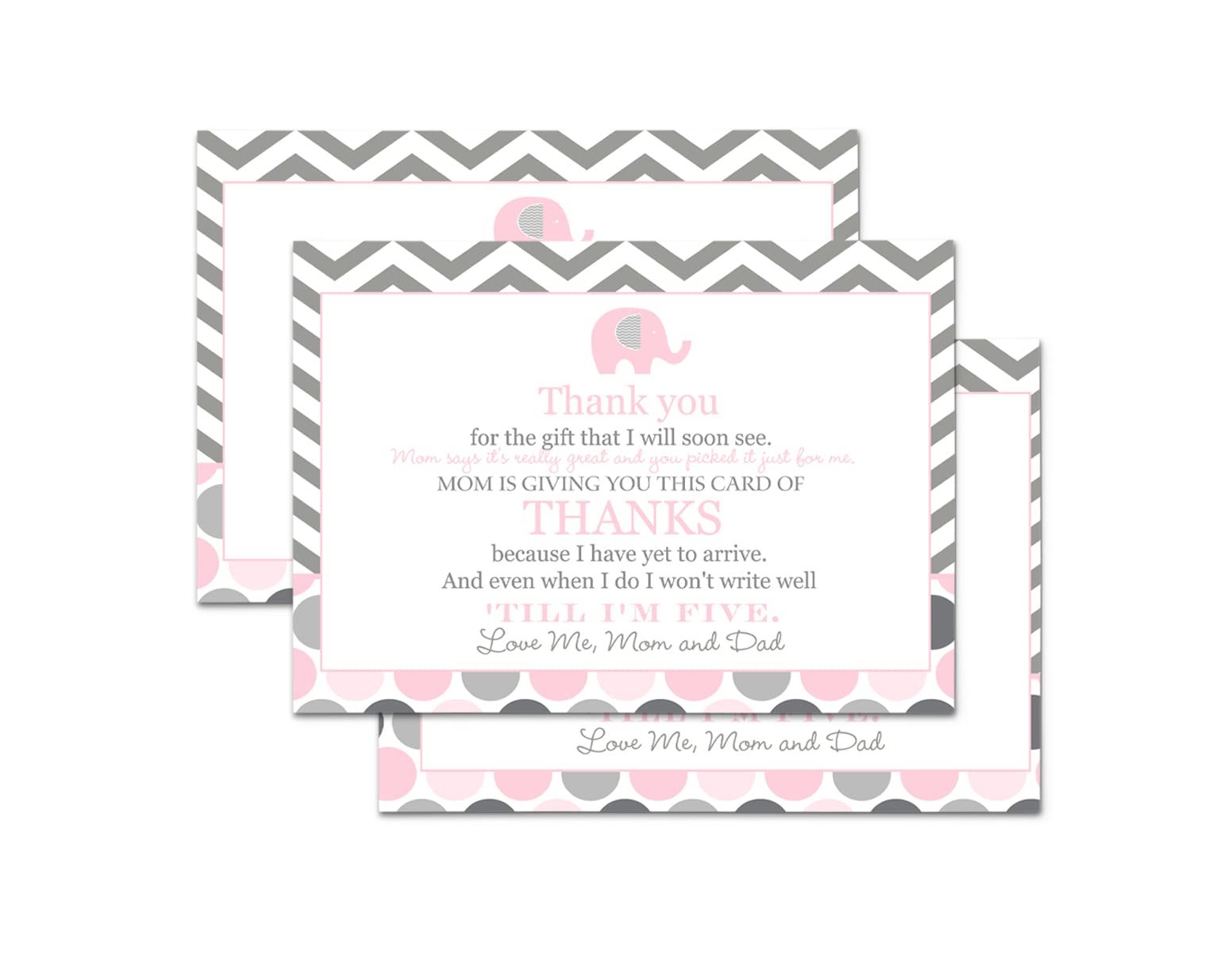 Paper Clever Party Pink Elephant Baby Shower Thank You Postcards (15 Pack) Girls Notecards Only - Eco-friendly โ Postal Note with Message from Newborn โ Cute Princess Jungle โ Printed Size 4x6