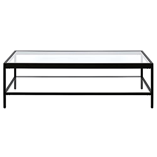 Henn&Hart 54" Wide Rectangular Rectangular Coffee Table in Blackened Bronze, Modern Rectangular Coffee Tables for living room, studio apartment essentials
