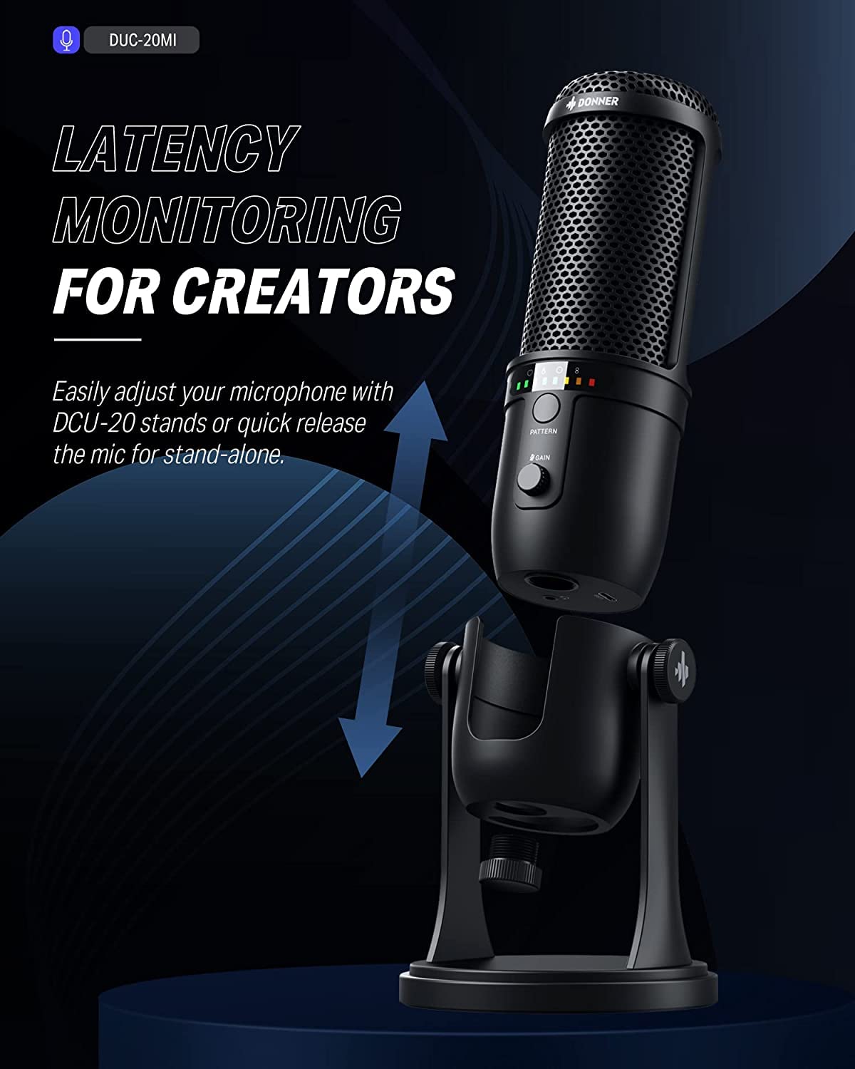 Donner USB Condenser Microphone for PC, PS4/5, USB Microphone with Instrument Interface for Gaming Recording Streaming Podcasting, 4 Pickup Patterns, Compatible with Major Live Broadcast Software