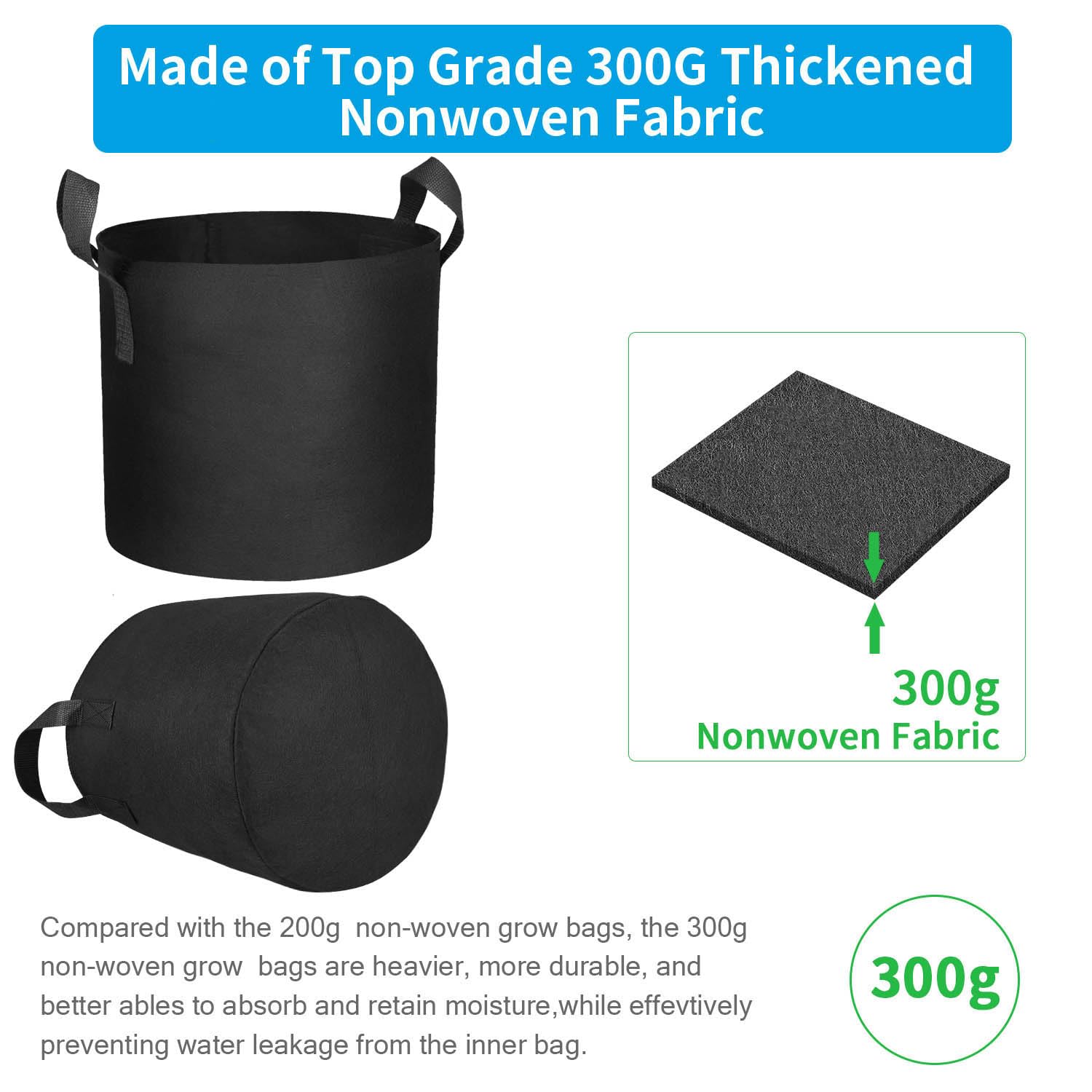 ADORMA 12 Packs 3 Gallon Grow Bags, Heavy Duty 300G Thickened Nonwoven Fabric Plant Pots with Handles