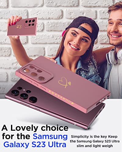 AICase for Samsung Galaxy S23 Ultra Heart Case for Women with Full Camera Lens Protection,Silicone Girly Cute Side Soft Slim Shockproof Protective Cover for Samsung Galaxy S23 Ultra 6.8" 2023_5