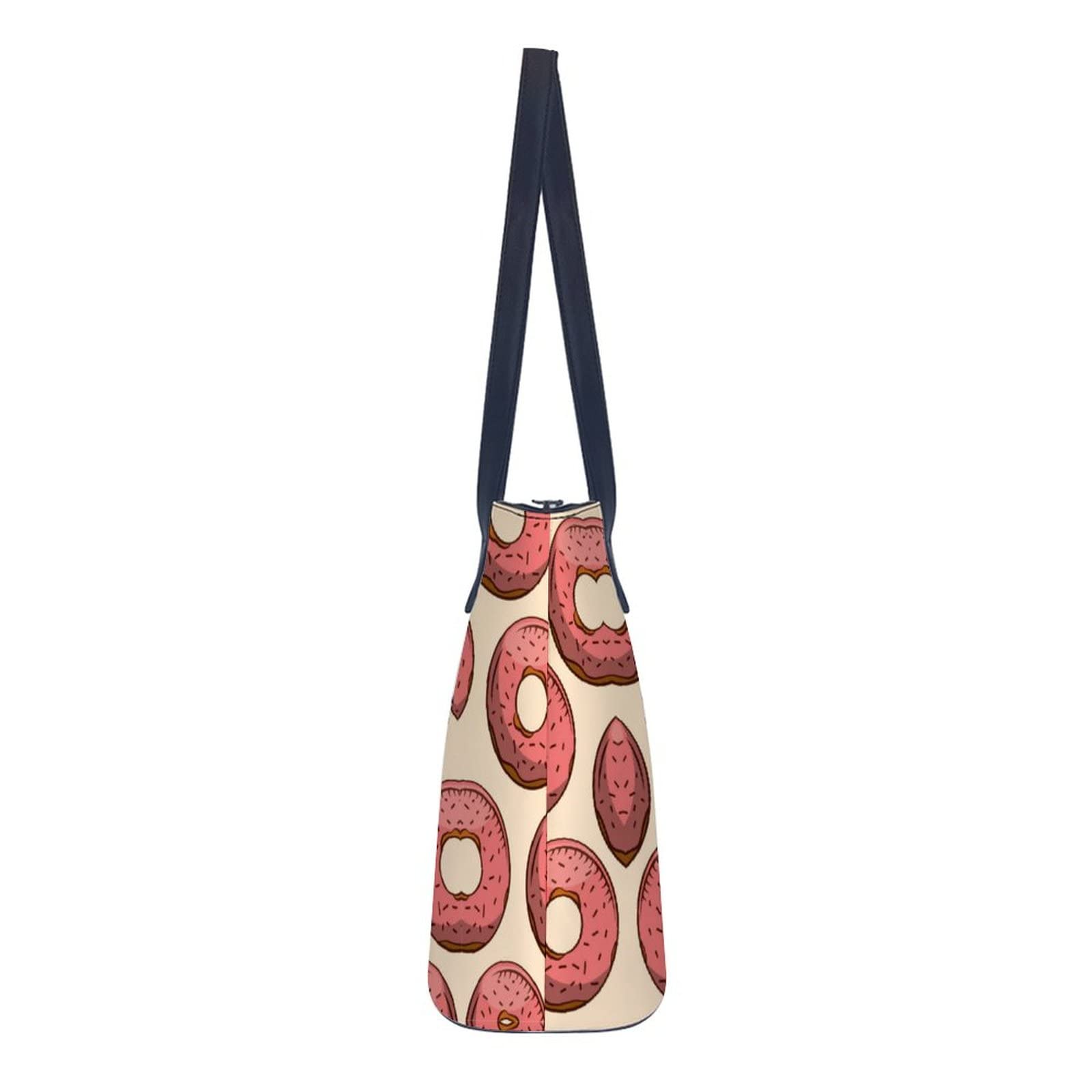 Donuts Bakery Design Women's Tote Bag PU Leather Shoulder Bag Handbags Purse For Work Shopping Travel