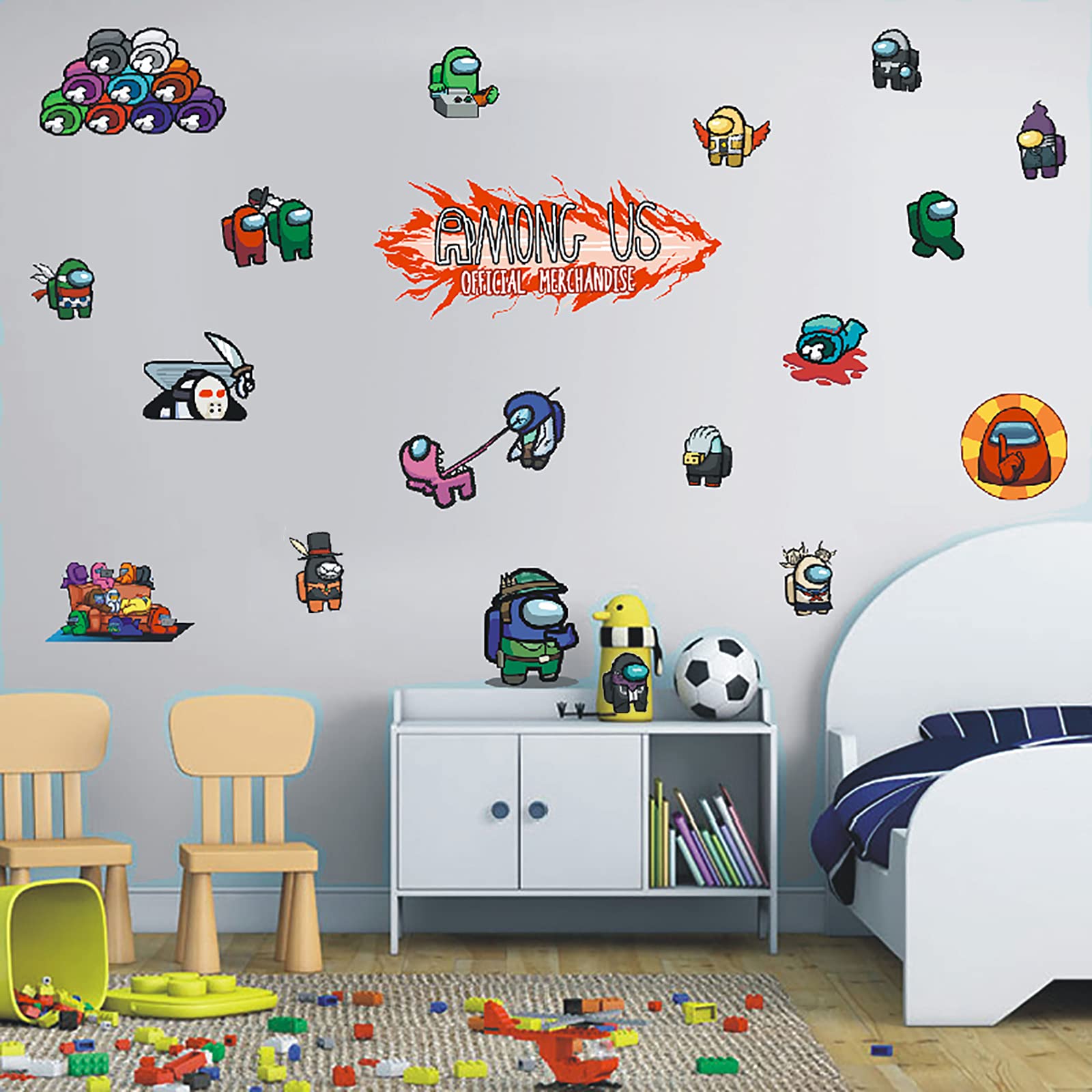 Among Us Wall Stickers A big one and 20Pcs/Sheet for Bedroom Wall Decals,Wall Decor for Kids,Computer Desk Wall Waterproof Hot Game Stickers for Laptop,Water Bottles