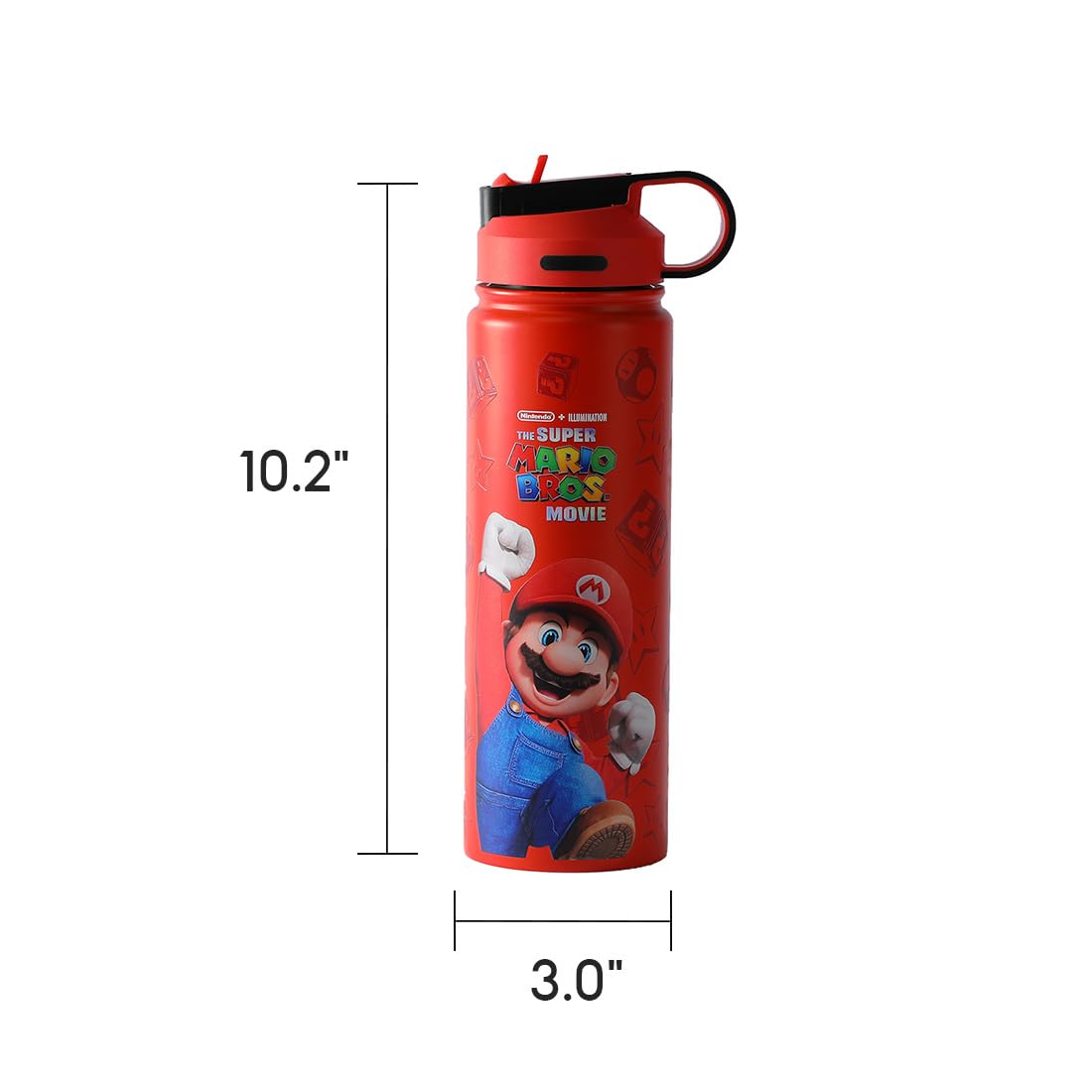 MINISO Super Mario Bros Collection Stainless Steel Water Bottle with Handle - 900mL
