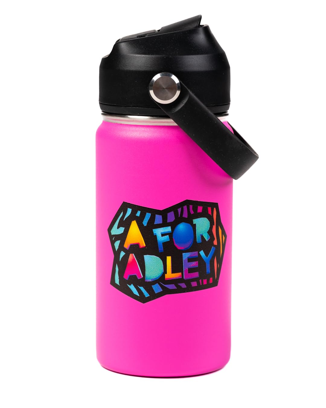 A FOR ADLEY Merch Official Product Adley's Super Cold and Colorful Neon Rainbow Water Bottles For Fun, School, Travel or Anytime You Would Want a Cold Drink (Neon Pink)
