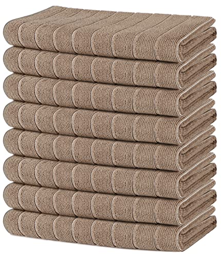 AIDEA Microfiber Kitchen Towels-8 Pack, 18"x26", Super Absorbent, Multi-Purpose Dish Towels for Home, Kitchen-Brown