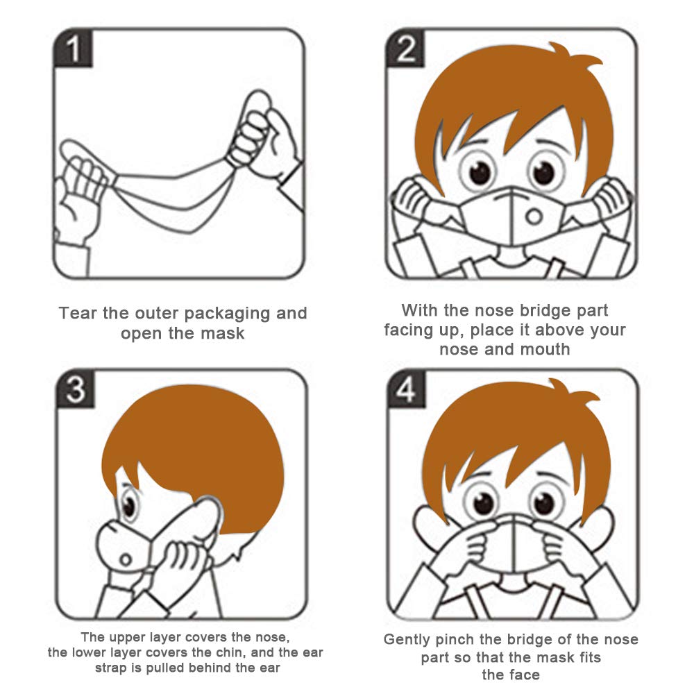5 Pack Kids Reusable, Washable Facial Cotton Covering for Children- Includes 10Pcs Filters