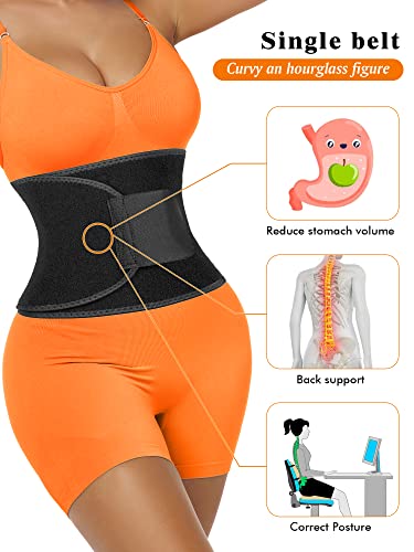 ECIFEE Waist Trimmer Belt for Women Waist Trainer Sauna Belt Tummy Control Low Back and Lumbar Support with Zipper Black