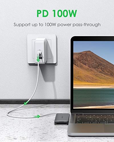 LENTION 6 in 1 USB C Hub with 1 USB C (100W PD/40Gbps Data/5k Video Output), 3 USB 3.0 & SD/Micro SD Card Reader Compatible 2016-2023 MacBook Pro 13/15/16, Mac Air(CB-CS62, Space Gray)