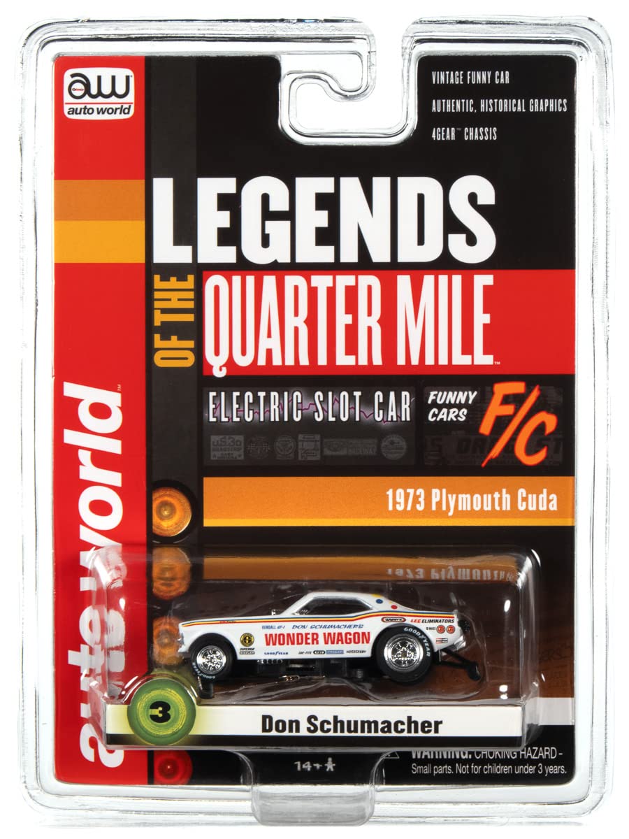 Auto World 4Gear R26 Don Schumacher - 1970s Plymouth Barracuda Wonder Wagon HO Scale Slot Car