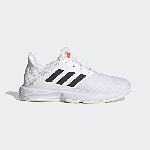 adidas Women's Gamecourt Tennis Shoe, White/Black/Solar Red, 11