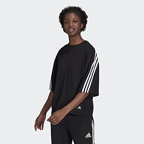 adidas Women's Future Icons 3-Stripes Tee, Black, Medium