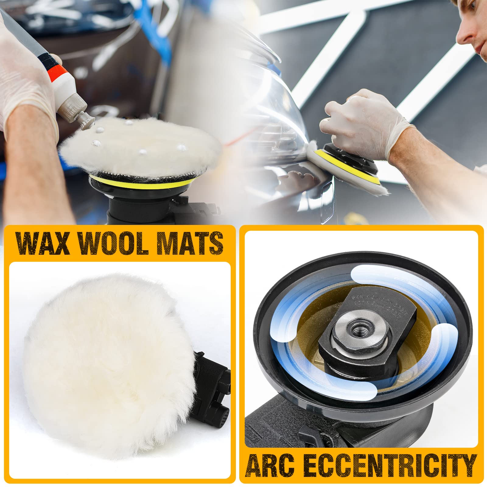 Autolcok 6 Inches Air Random Orbital Sander, Pneumatic Palm Car Sanders For Wood Polisher Metal,And Auto Body Work, Da Sanders, Dual-action Sander