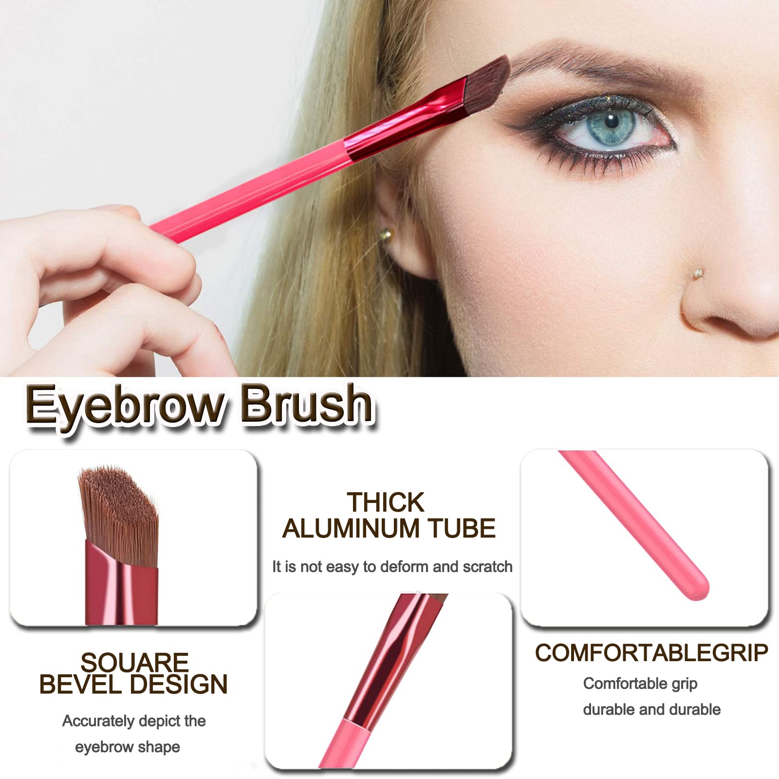 4Pcs 4D Hair Stroke Brow Stamp Brush,Multi Function Eyebrow Brush,square eyebrow makeup brush,Professional Eyebrow Brush,Be Applicable to Filling Eyebrows and Concealer(large and Small)