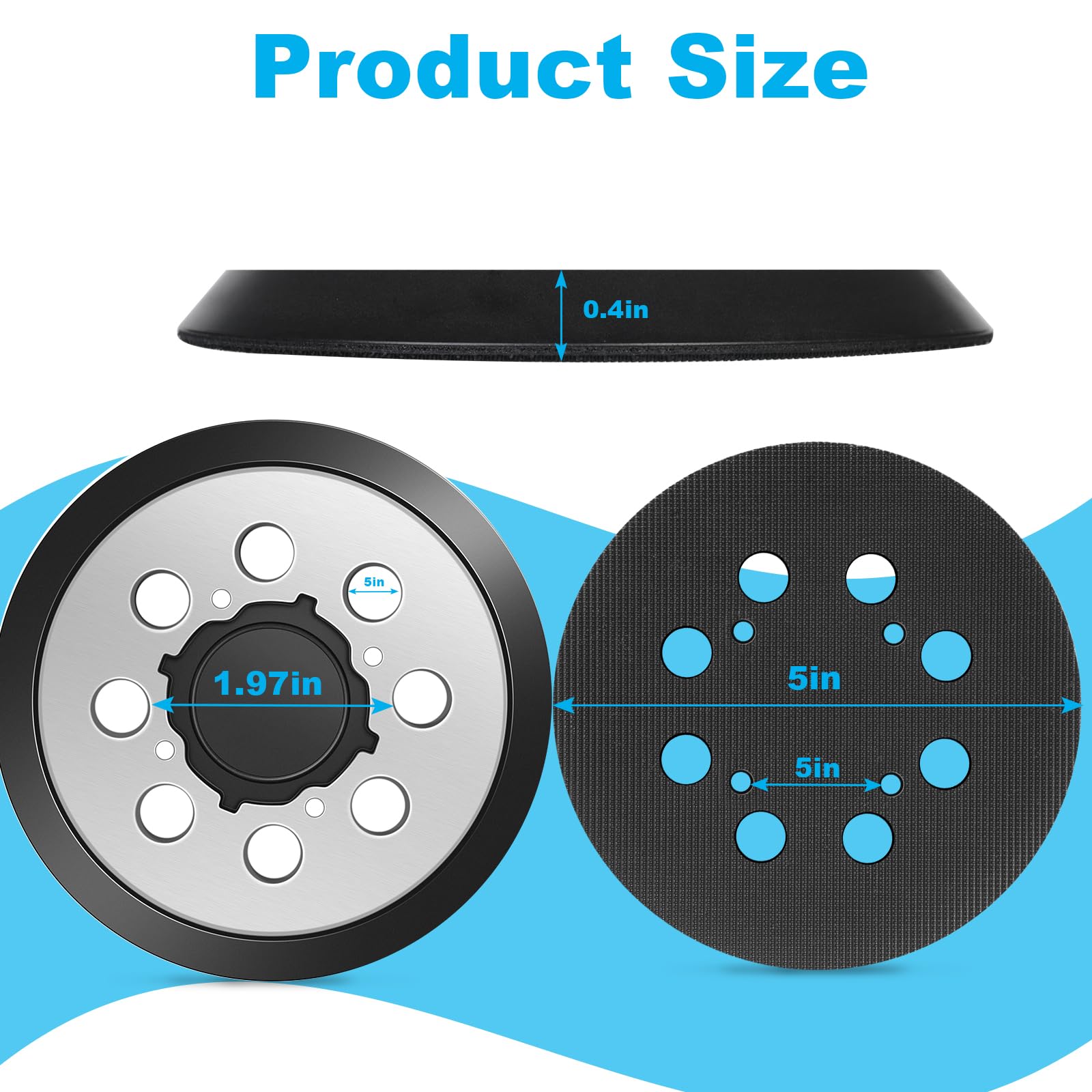 4pcs ATQYZLM Premium Metal Backed Orbital Sander Replacement Pad for DeWalt DWE6421 6421K DWE6423 6423K DCW210B,Upgrade 5 inch 8 Hole Hook Sander Pad for DeWalt DWE64233 N329079 and Easy to Install