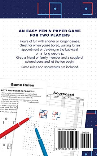 Dots & Boxes Game Paper 5x8" Travel Size: Scorecard and Game Rules Included