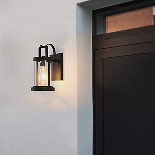 Rustic Farmhouse Wall Lanterns Outdoor Waterproof Wall Sconce Exterior Wall Mount Black Porch Light with Clear Glass Shade for Home Patio Garden Garage Lighting