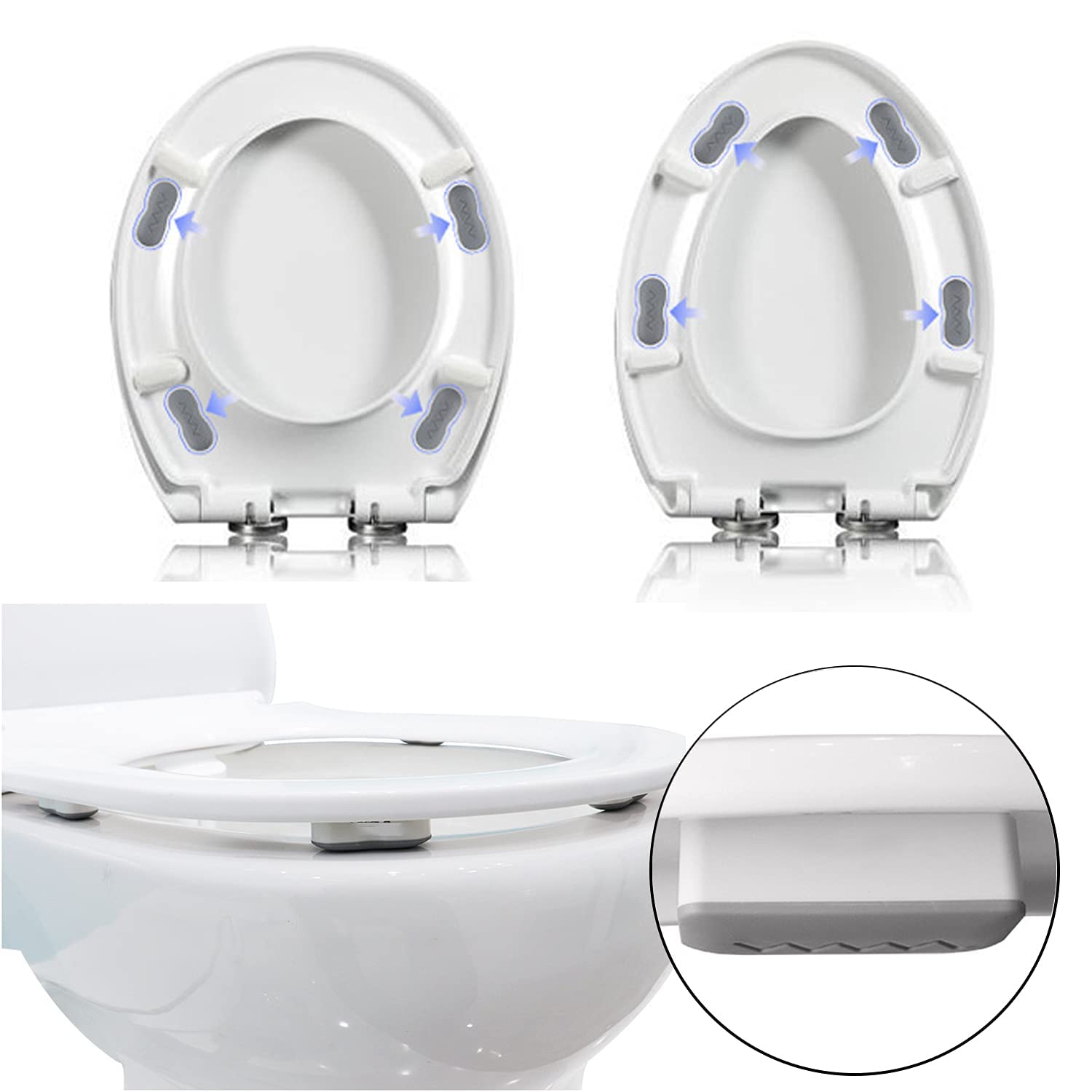 Bidet Toilet Seat Bumper 8 Pcs Bidet Attachment for Toilet,Universal Seat Bumper Kit Replacement Bumpers with Strong Adhesive, Reduce The Noise,Stop The Toilet from Sliding