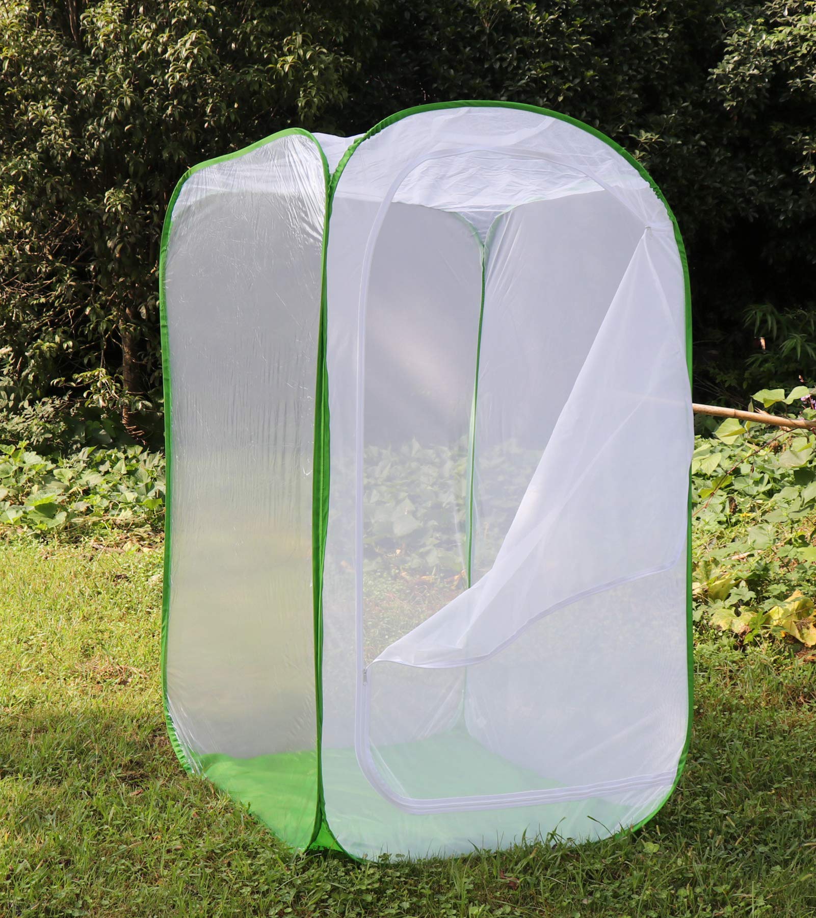 5 Feet Extra Large Monarch Butterfly Habitat, Giant Collapsible Insect Mesh Cage Terrarium Pop-up (White + Green, 35 x 35 x 59 Inches)
