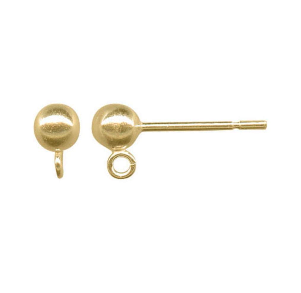 5 pairs Adabele Authentic 925 Sterling Silver Ear Stud Earring Posts Findings 4mm Ball Open Loop with 10pcs Earnut Backs for Earrings Jewelry Making SS18-4