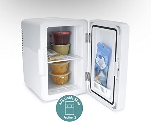 Personal Chiller LED Lighted Mini Fridge with Mirror Door Refrigerator, White