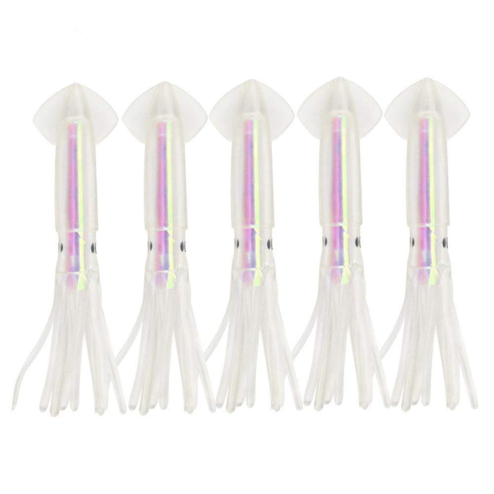 5pcs/Pack 3.5 Inches Squid Trolling Lures for Marlin Tuna Mahi Dolphin Durado Wahoo Baits Saltwater Offshore Big Game Fishing Tackle (Pink, 10 Packs)
