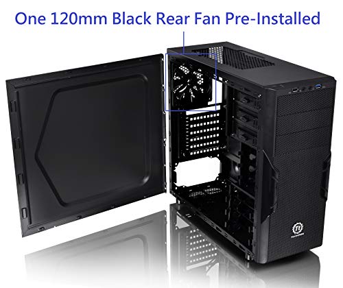 Thermaltake Versa H22 Black ATX Mid Tower Perforated Metal Front and Top Panel Gaming Computer Case 2.0 Edition with One 120mm Rear Fan Pre-Installed CA-1B3-00M1NN-A0