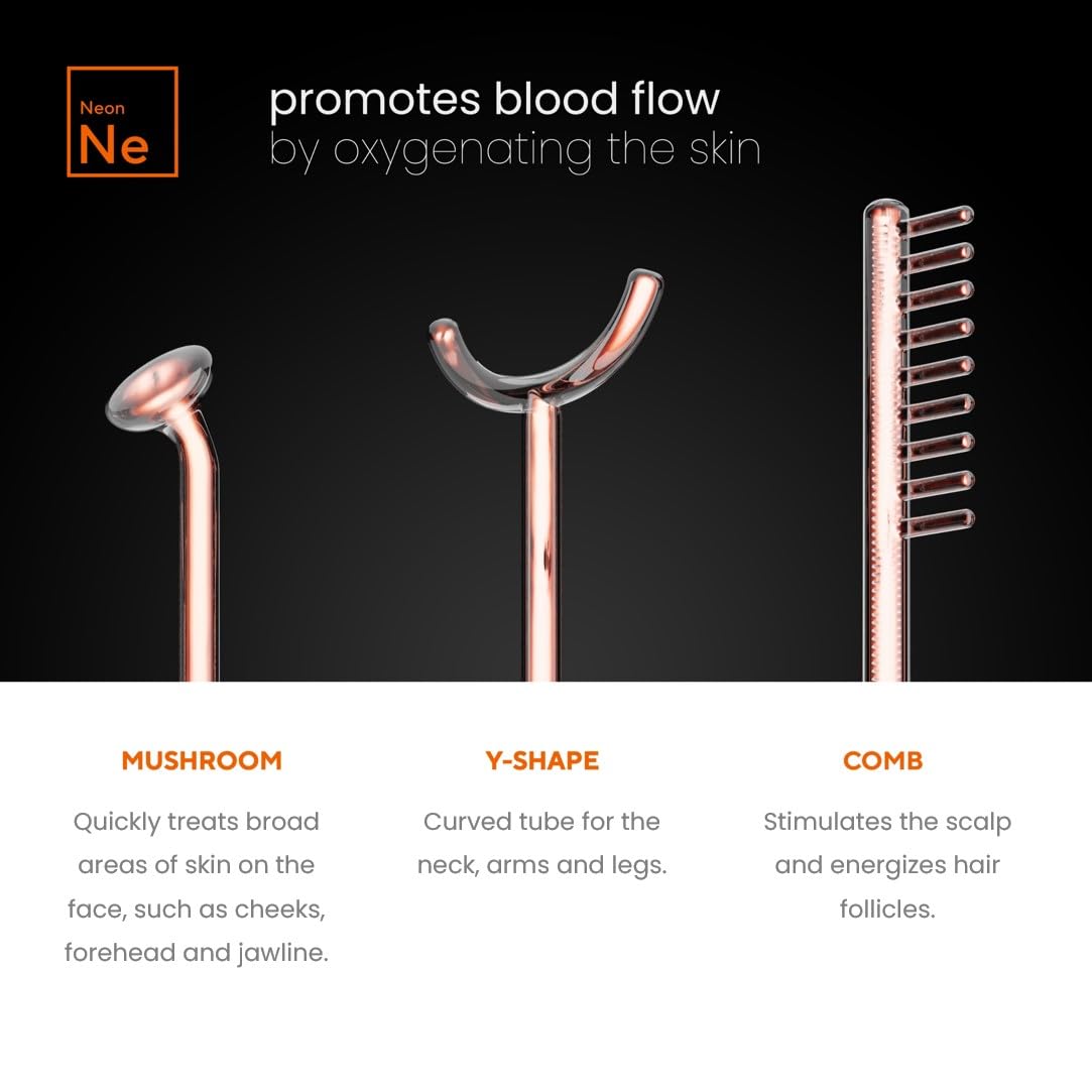 NuDerma Professional Skin Therapy Wand - Portable Skin Therapy Machine with 6 Neon & Argon Wands β Boost Your Skin β Clear Firm & Tighten