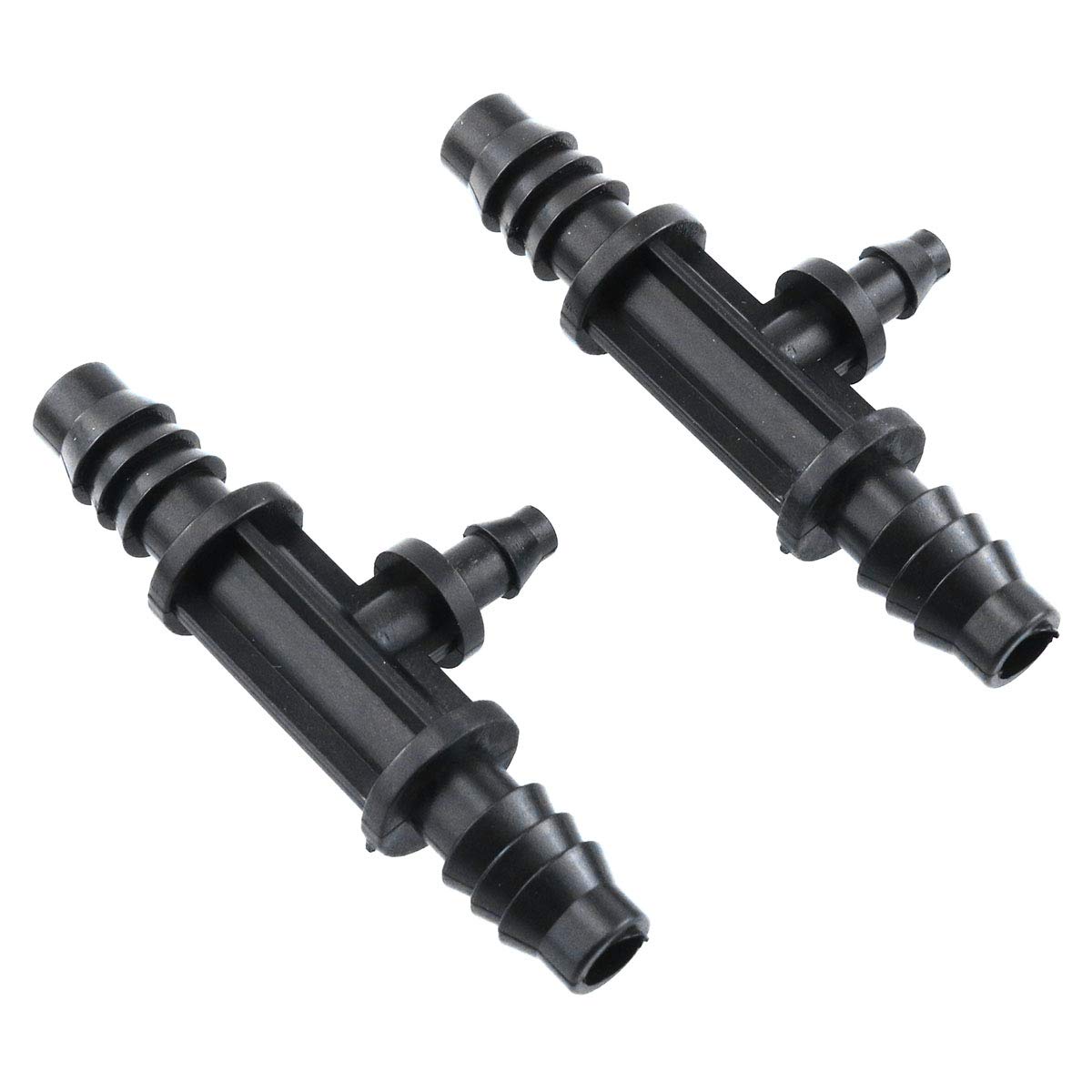 DGZZI Garden Hose Reducing Tee Barb Connector 10PCS Black 3/8 Inch to 1/4 Inch Greenhouse Drip Irrigation Water Splitter for 4 mm Drip Hose