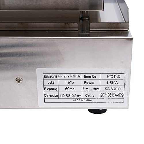 CNCEST Commercial Electric Hot Dog Baker, 4PCS Nonstick Waffle Maker, 1600W 110V Stainless Steel Egg Waffle Machine, Waffle Iron Baker Machine for for Bakery,Dessert Shop,Mall, Restaurants,Home