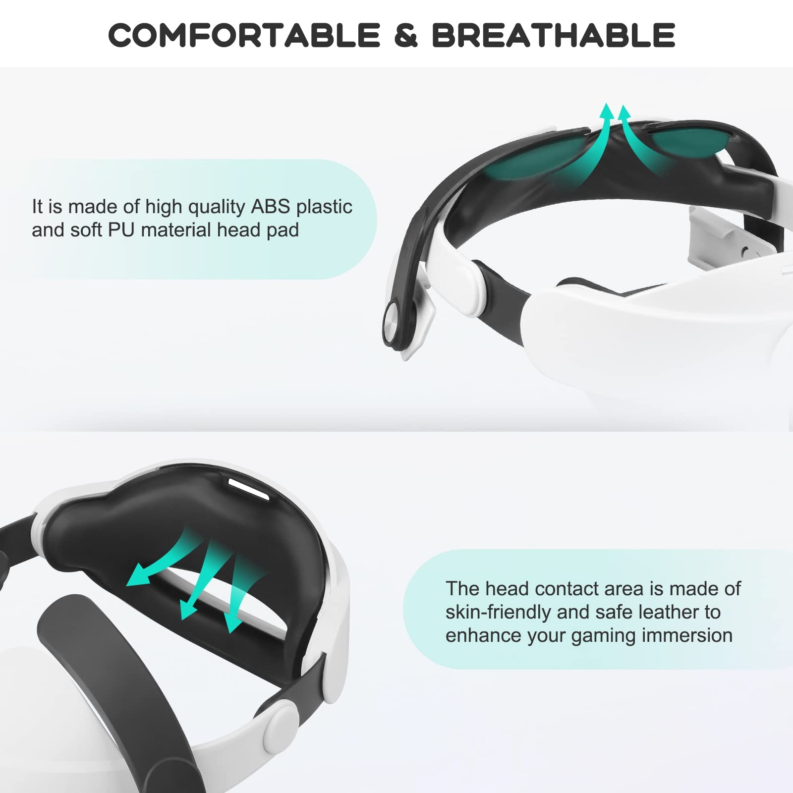 Eyglo M5 Head Strap for Oculus Quest 2/Meta Quest 2 - Adjustable Halo Strap Reduce Pressure On Face, Pad Thick Sponge Cushion Foldable Headband Enhance Support and Comfort in VR