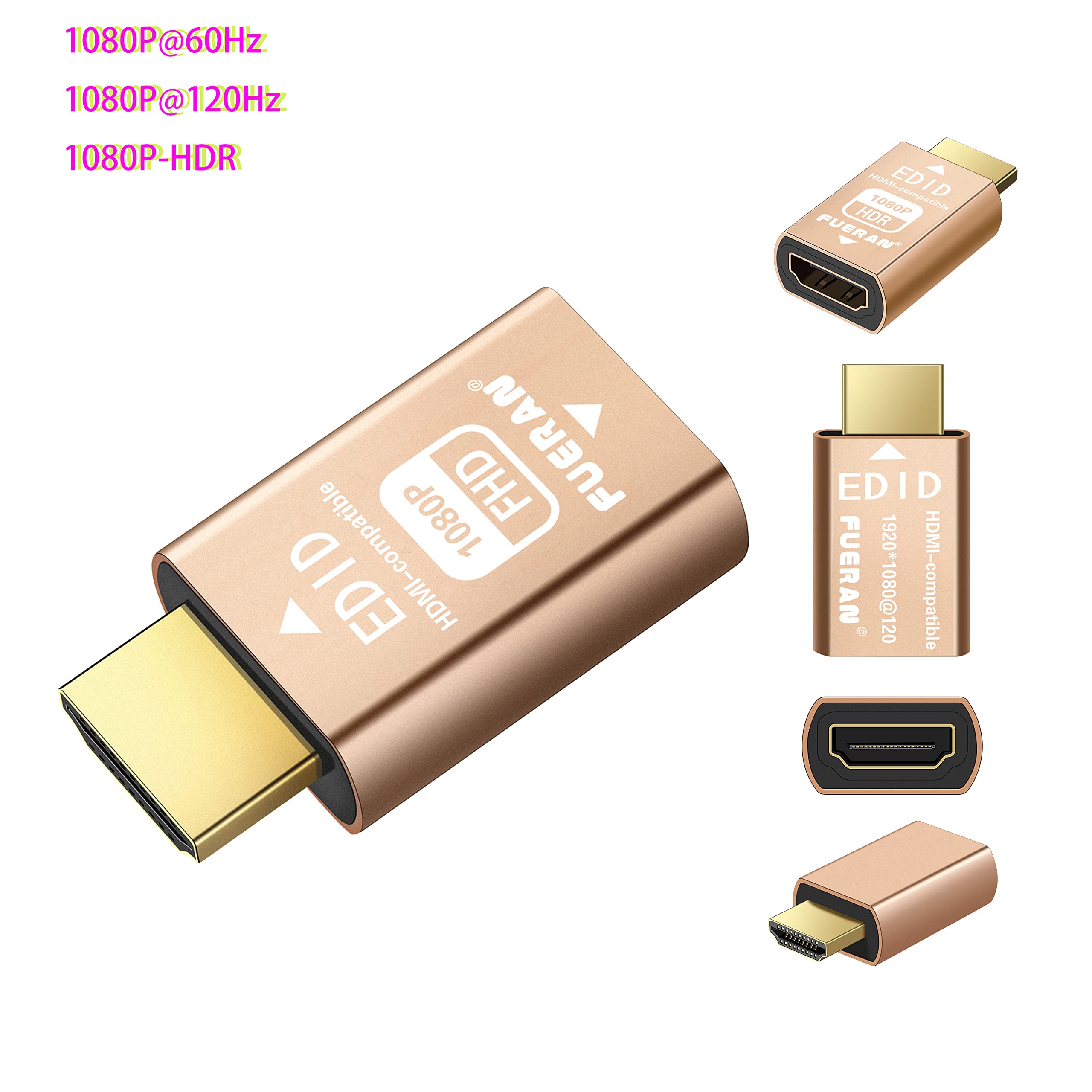 FUERAN HDMI Pass-Through EDID Emulator for use with Video splitters, Switches and Extenders (fit-Headless) 1920X1080@59hz