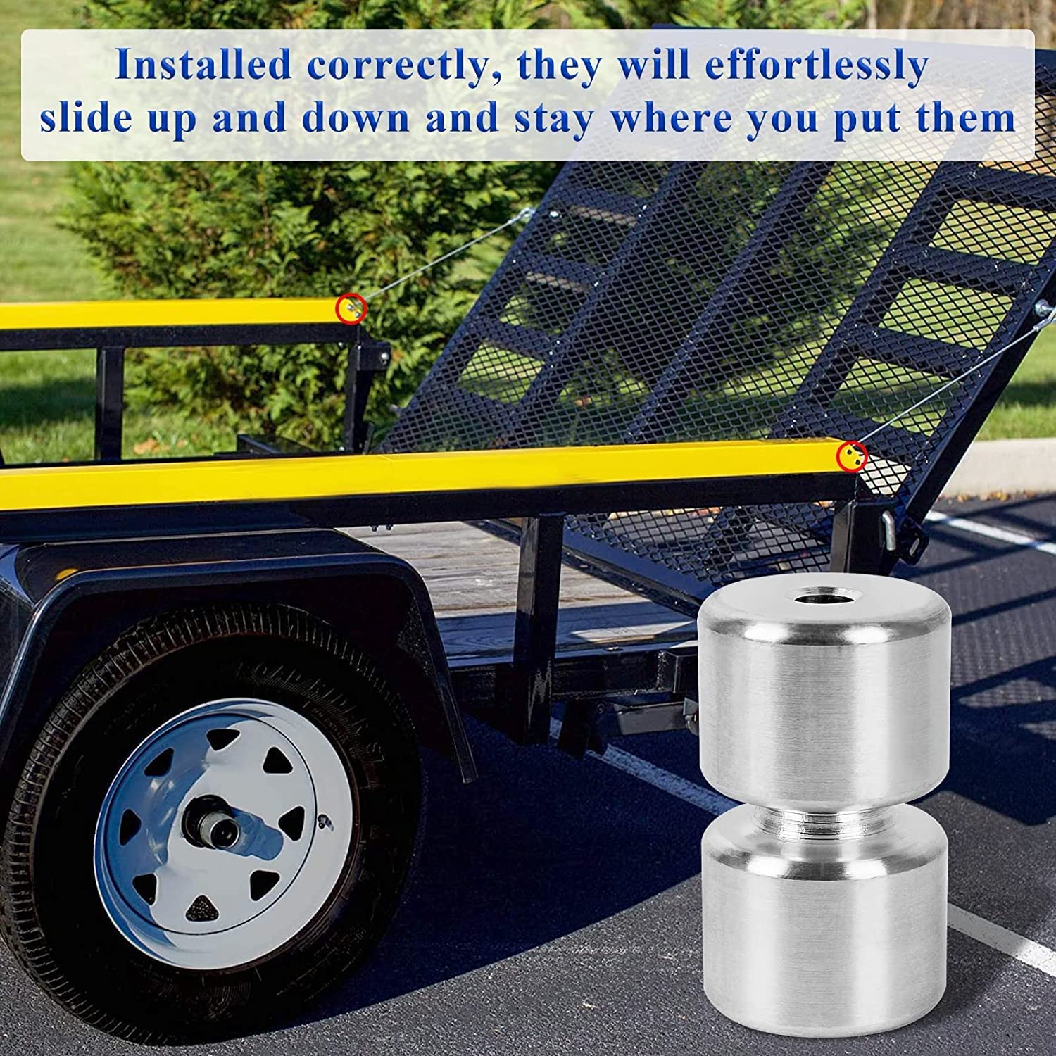 Aluminum Rollers Pins Washers Rings GL1 GMNR925 Compatible with Trailer Tailgate Lift Replacement Kit Fit for Trailer Tailgate, Easy Lift Gate etc Lift Assist Parts-2pck