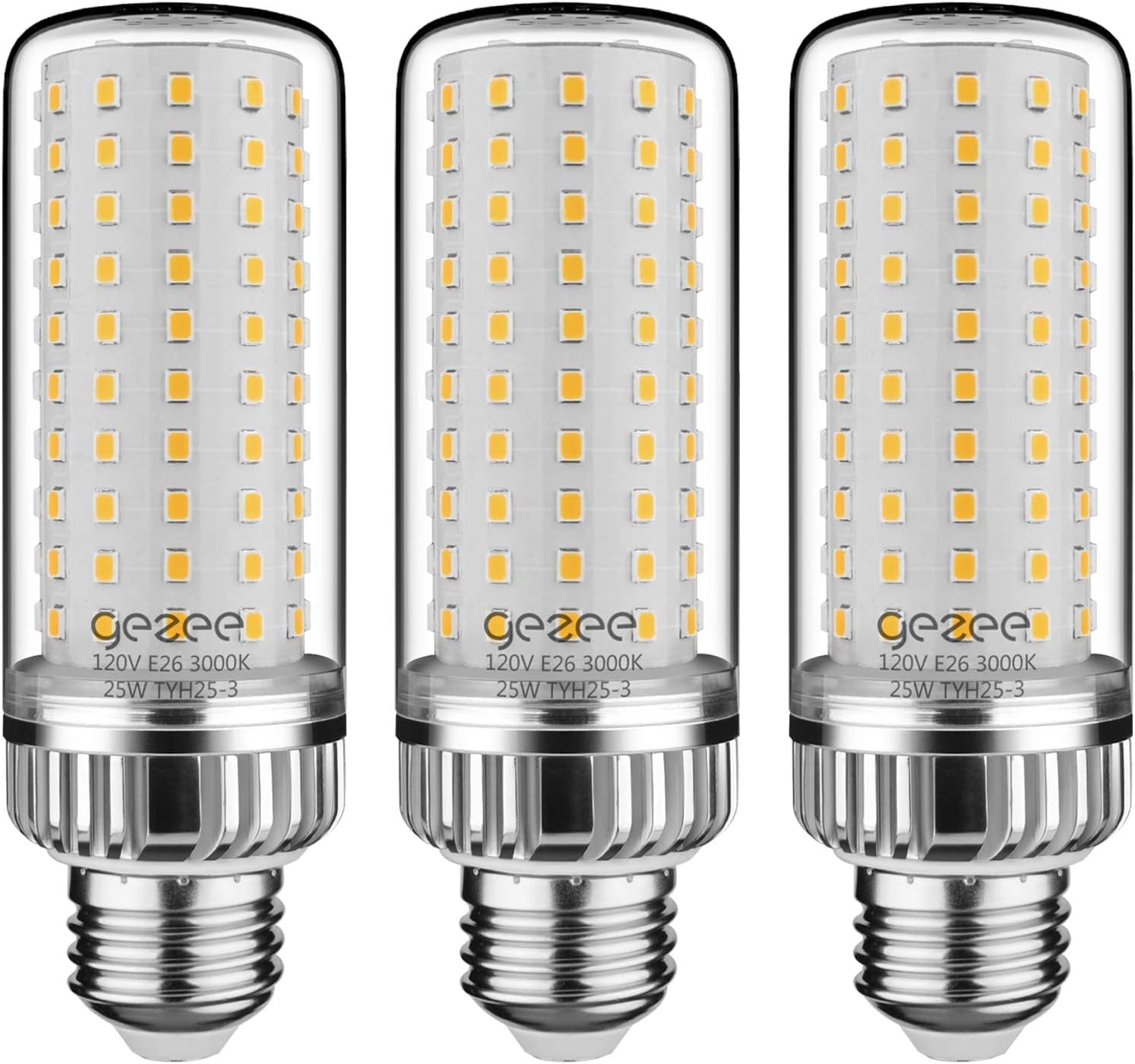 gezee 25W LED Light Bulb, E26 Base LED Lamp, 200 Watt Equivalent, 2500 Lumens, Warm-White 3000K, Non-Dimmable (3-Pack